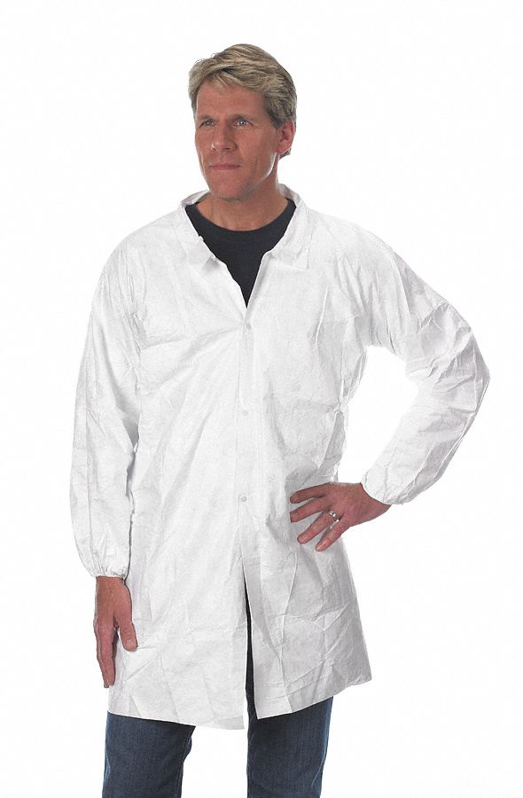 Disposable Lab Coat, M, White - Grainger