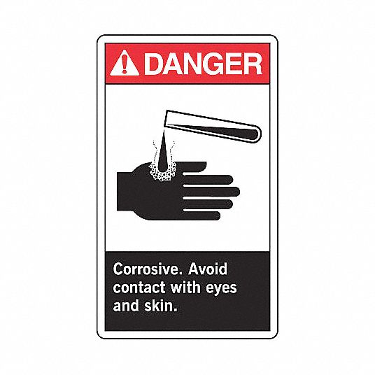 Danger Sign, Corrosive. Avoid Contact With Eyes And Skin., Header ...