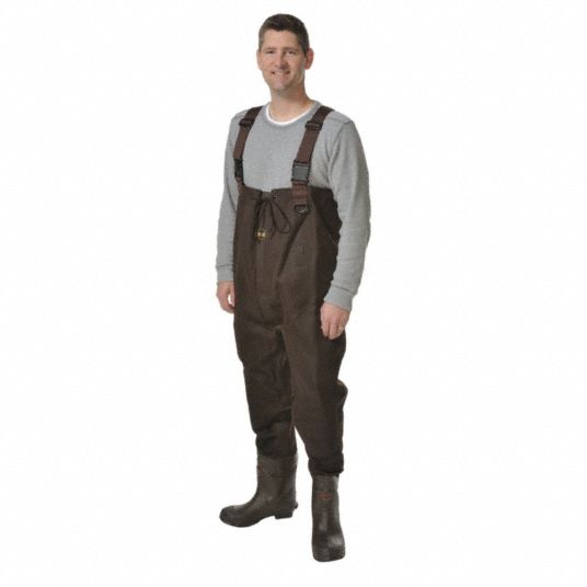 Chest Wader, Men's, 9, Plain, Dark Brown, 33" Inseam, 1 PR - Grainger