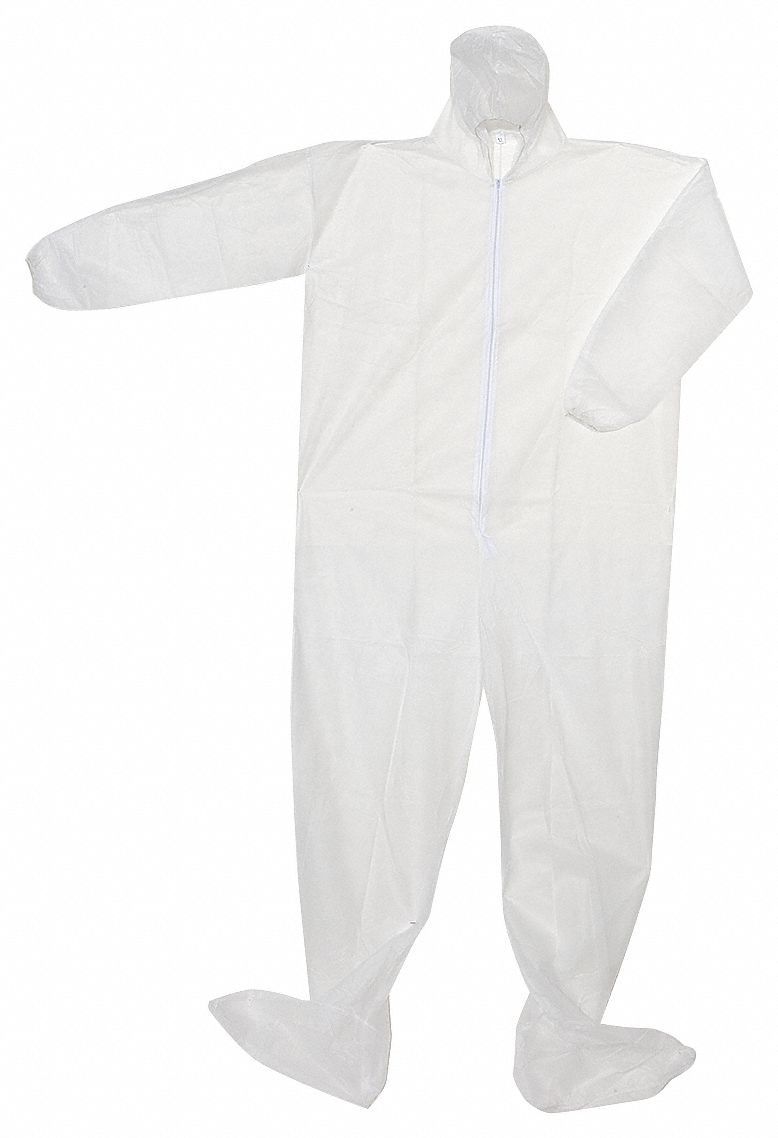 S, Polypropylene, Hooded Disposable Coveralls - 8FF75|CVL-NW -B S ...