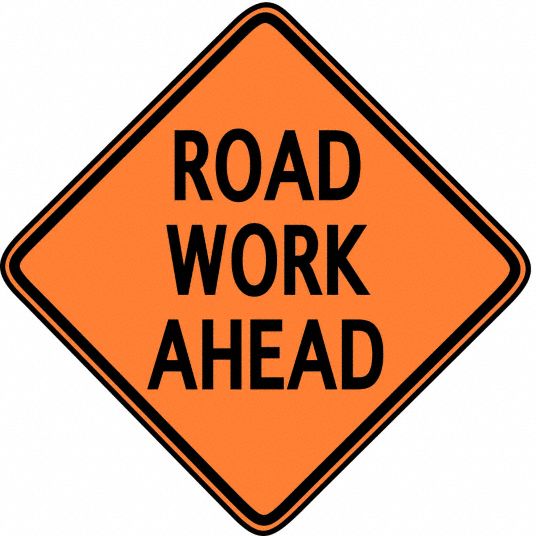 48 in x 48 in Nominal Sign Size, Vinyl, Road Construction Sign - 9R904 ...