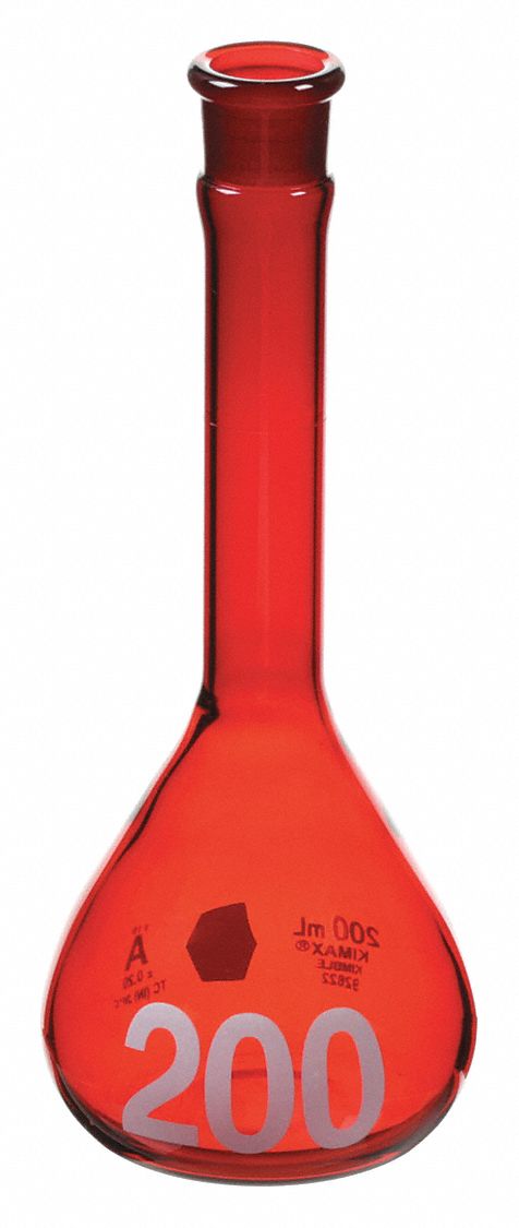 Borosilicate Glass, 200 mL Capacity - mL, Volumetric Flask - 8GHR4 ...