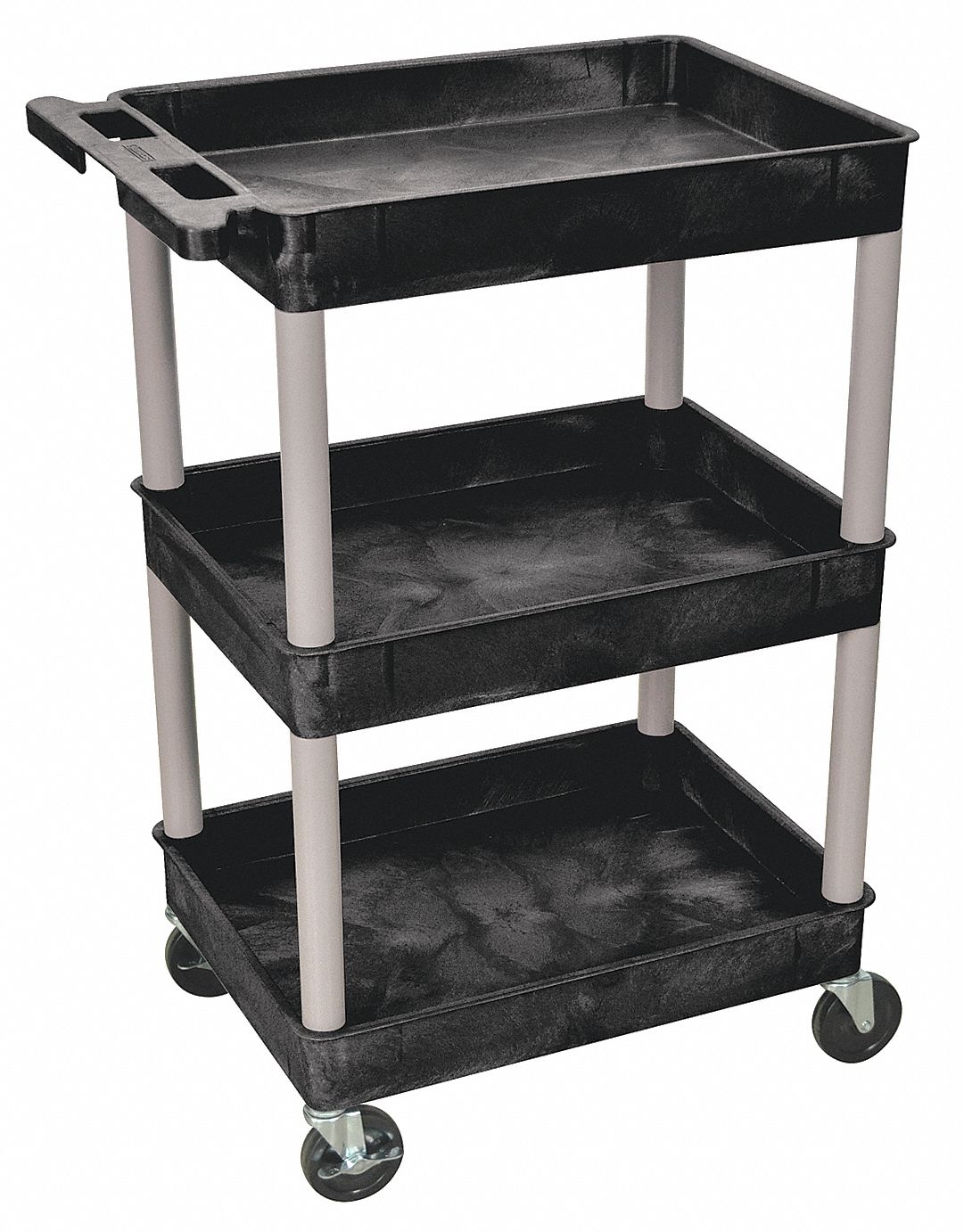 Flat Handle Utility Cart, 300 lb Load Capacity, Number of Shelves 3, 24 ...