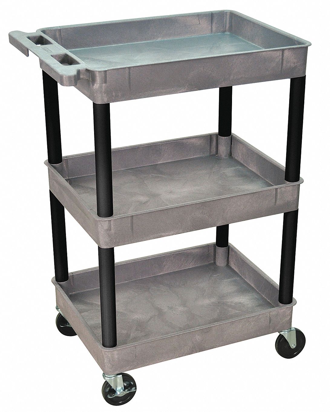 Flat Handle Utility Cart, 300 lb Load Capacity, Number of Shelves 3, 24 ...