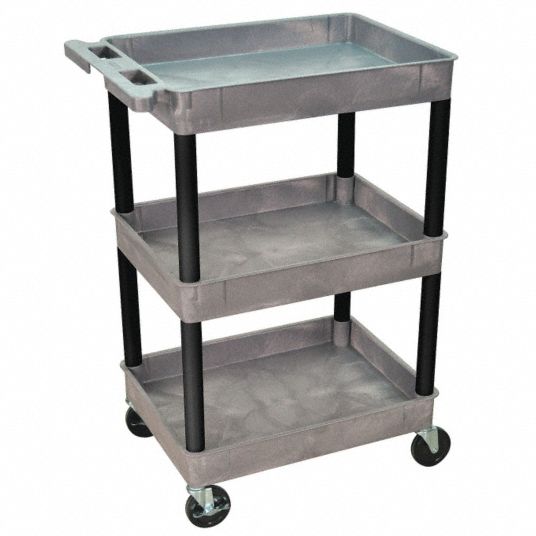Flat Handle Utility Cart, 300 lb Load Capacity, Number of Shelves 3, 24 ...