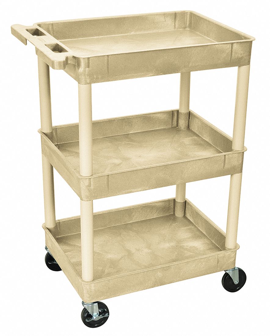 Utility Cart, 300 lb Load Capacity, Number of Shelves 3, 24 in x 18 in ...