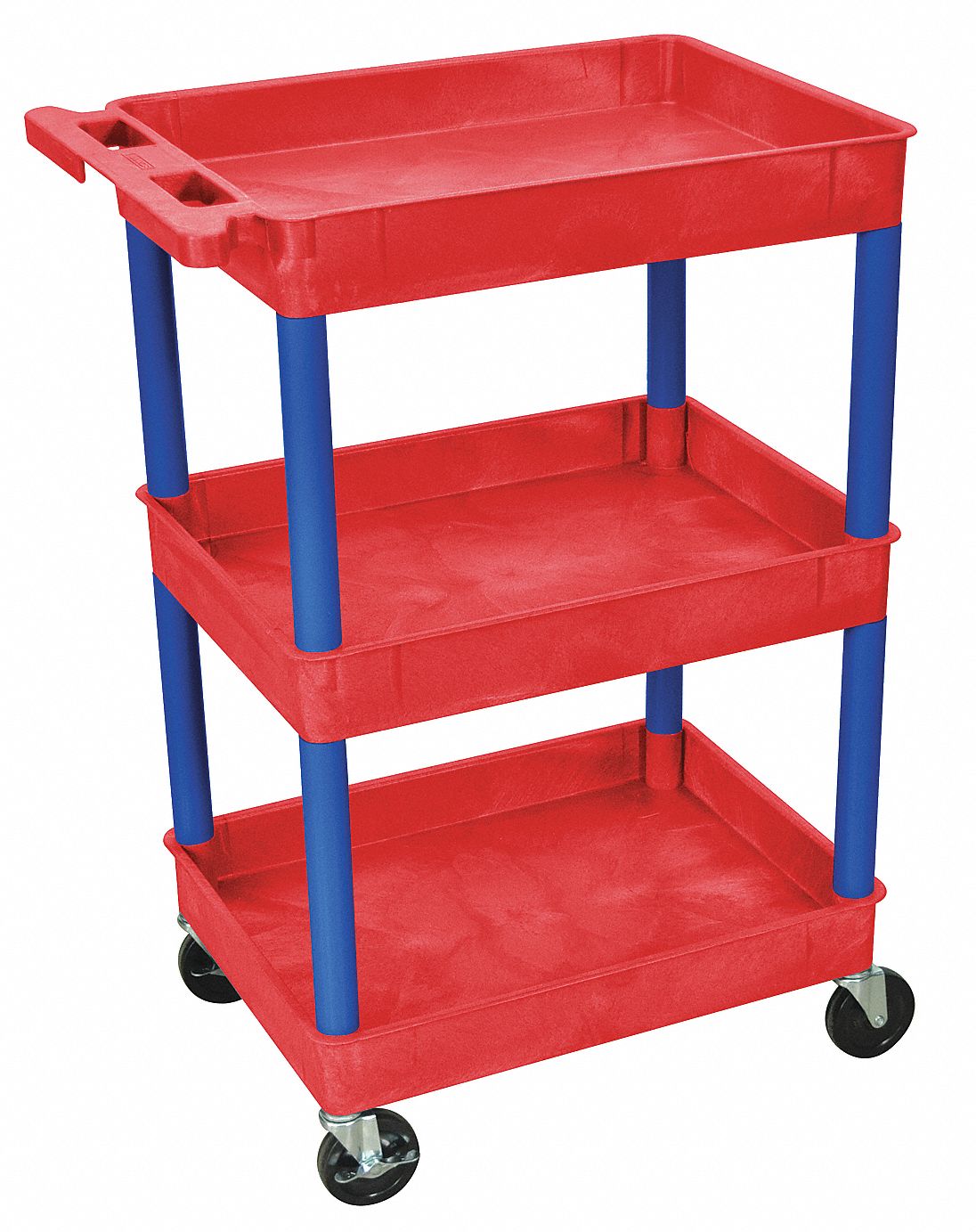 Flat Handle Utility Cart, 300 lb Load Capacity, Number of Shelves 3, 24 ...