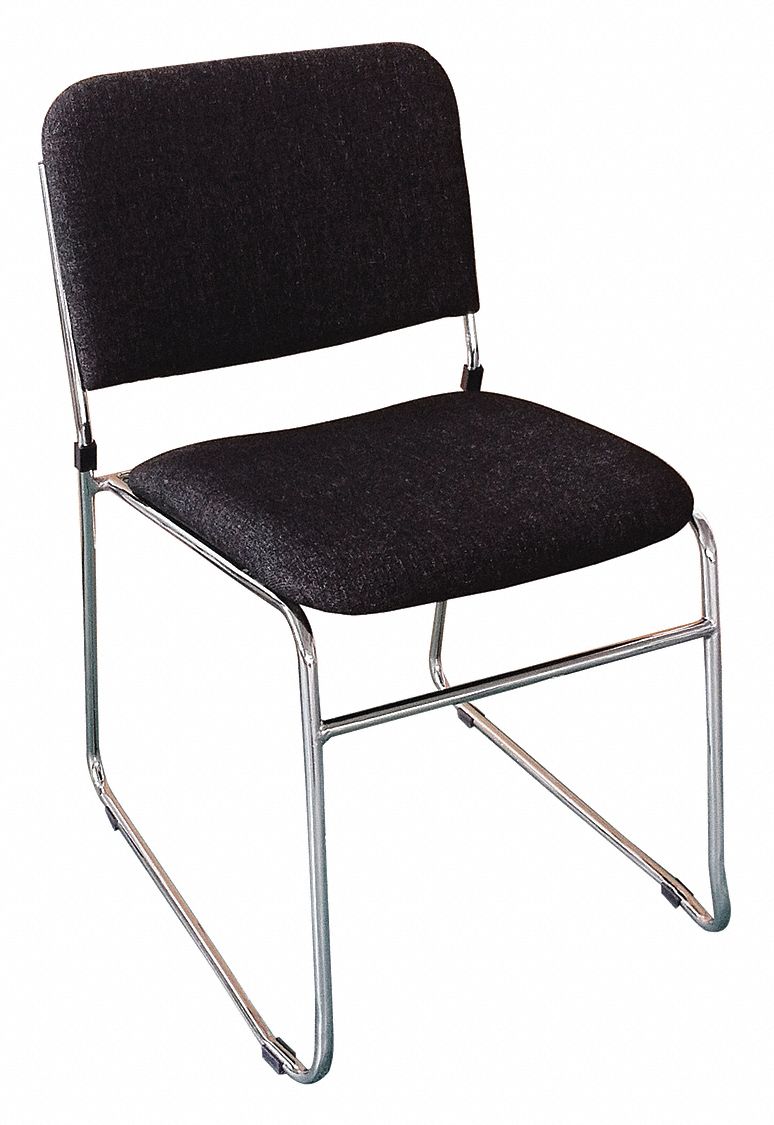 Chrome Steel Stacking Chair with Charcoal Seat Color, 1EA - Grainger