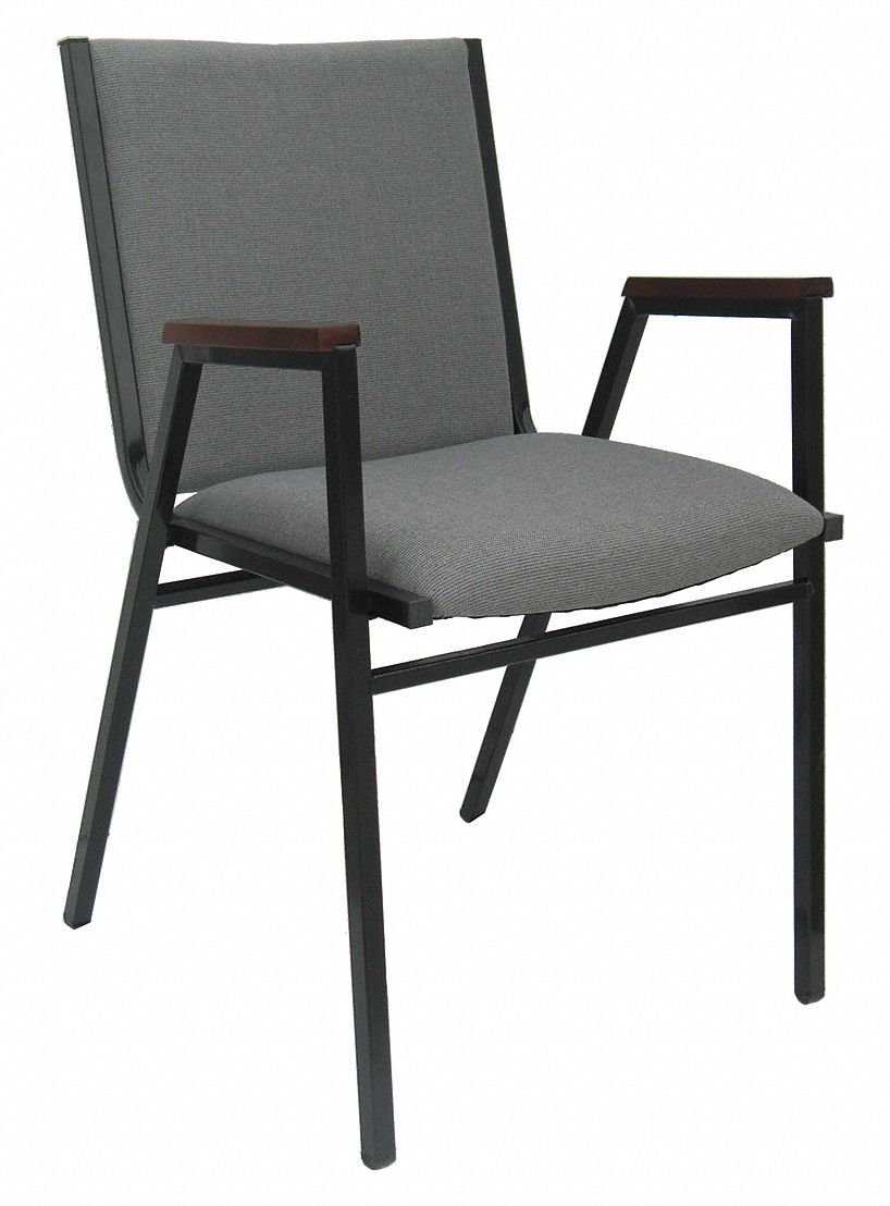 Black Steel Stacking Chair with Gray Seat Color, 1EA - Grainger