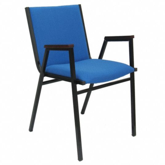 Black Steel Stacking Chair with Blue Seat Color, 1EA - Grainger