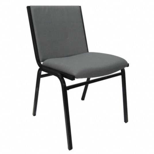 Black Steel Stacking Chair with Gray Seat Color, 1EA - Grainger