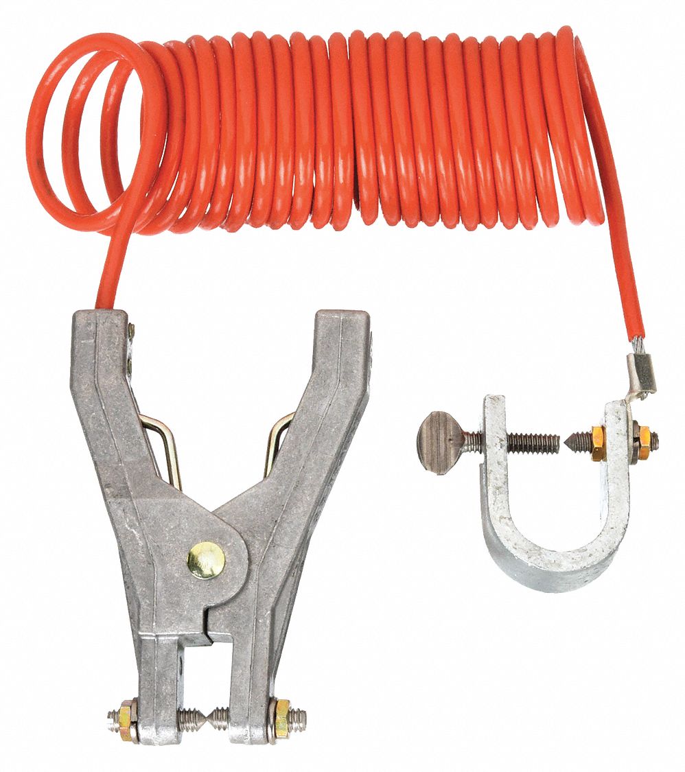 C-Clamp/Hand Clamp, 10 ft, Coiled Grounding Wire - 8MUW4|RAC10-C - Grainger