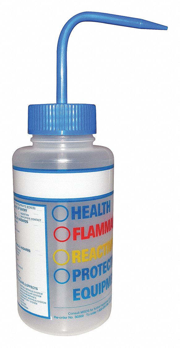 LAB SAFETY SUPPLY Standard Spout; Wash Bottle; Plastic Wide Mouth ...