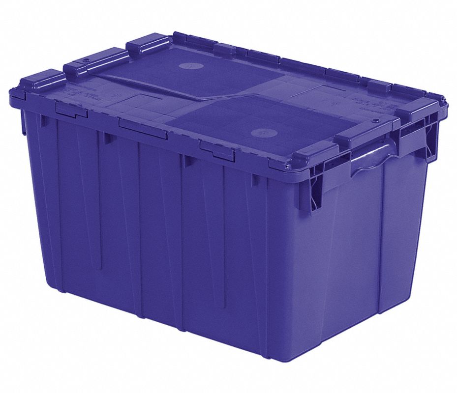 ORBIS Contenedor con Tapa Adjunta, Azul, 12-7/8" Altura Exterior x 21-7 ...