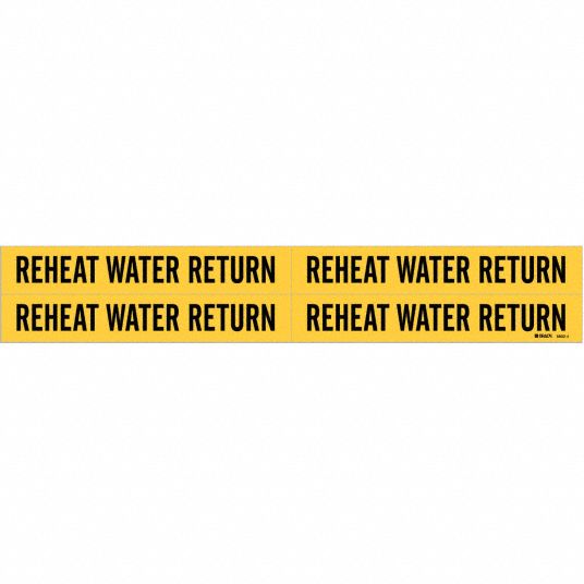 Reheat Water Return, Yellow, Pipe Marker - 8NDX4|8802-4 - Grainger