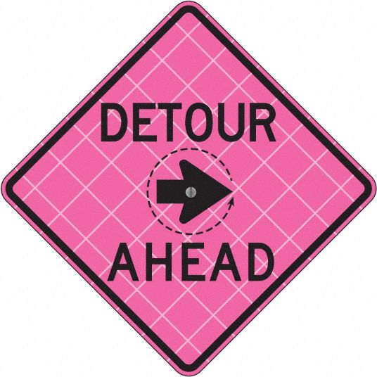 EASTERN METAL SIGNS AND SAFETY Detour Sign: 36 in x 36 in Nominal Sign ...