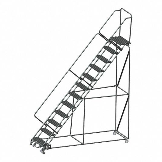 12-Step Slope Lockstep Rolling Ladder, Serrated Step Tread, 153 in ...
