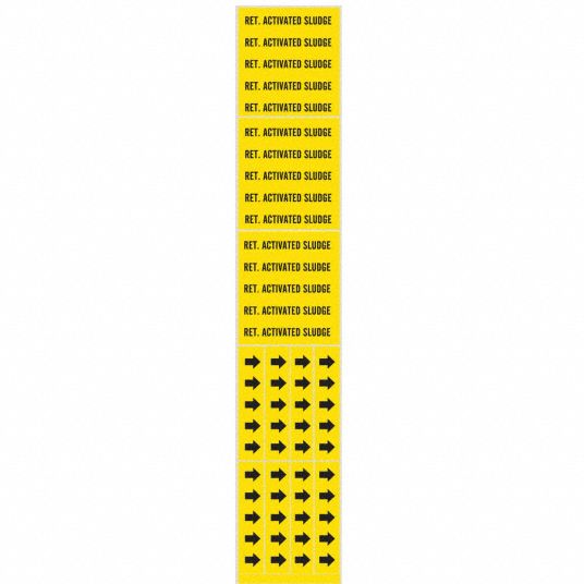 Return Activated Sludge, Yellow, Pipe Marker - 8PJV1|7245-3C - Grainger