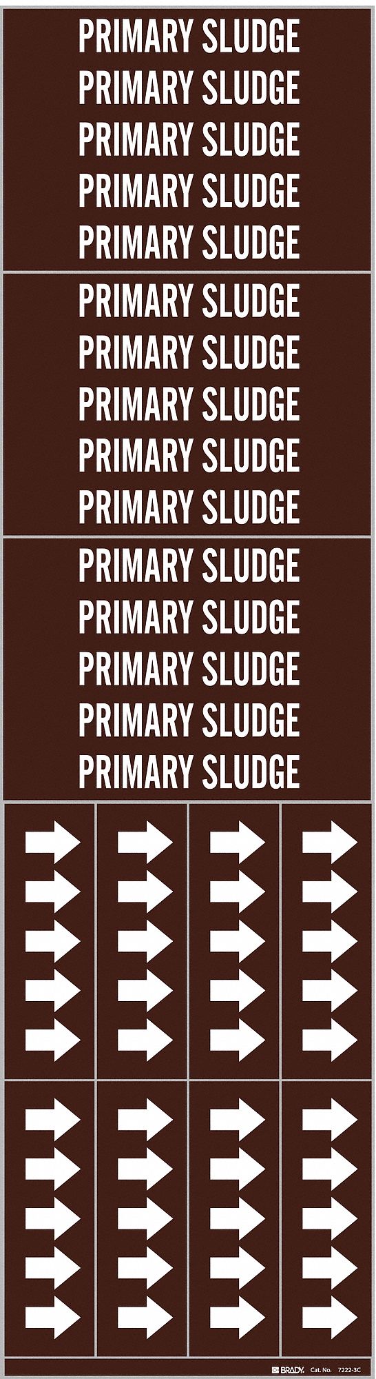Primary Sludge, Brown, Pipe Marker - 8PKX0|7222-3C - Grainger
