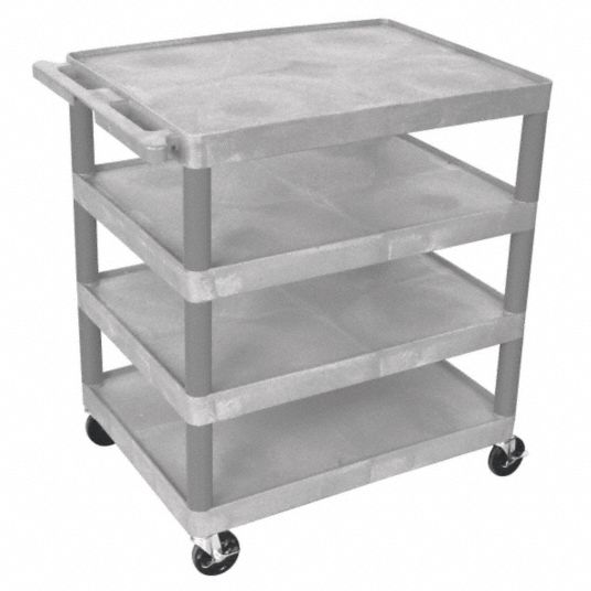 Flat Handle Utility Cart, 400 lb Load Capacity, Number of Shelves 4, 32 ...