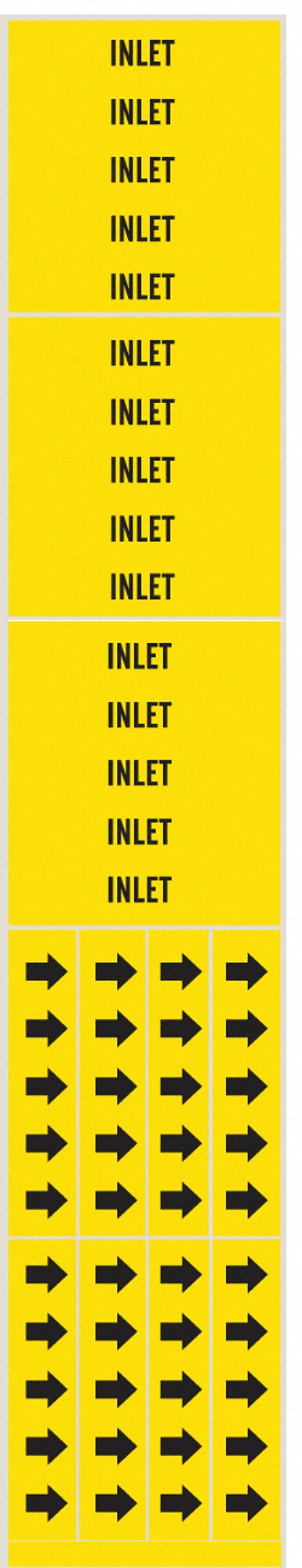 Inlet, Yellow, Pipe Marker - 8PLF6|7165-3C - Grainger