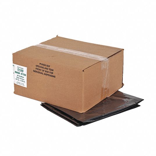 56 gal, LLDPE, Flat Pack, Black, PK 100 - Grainger