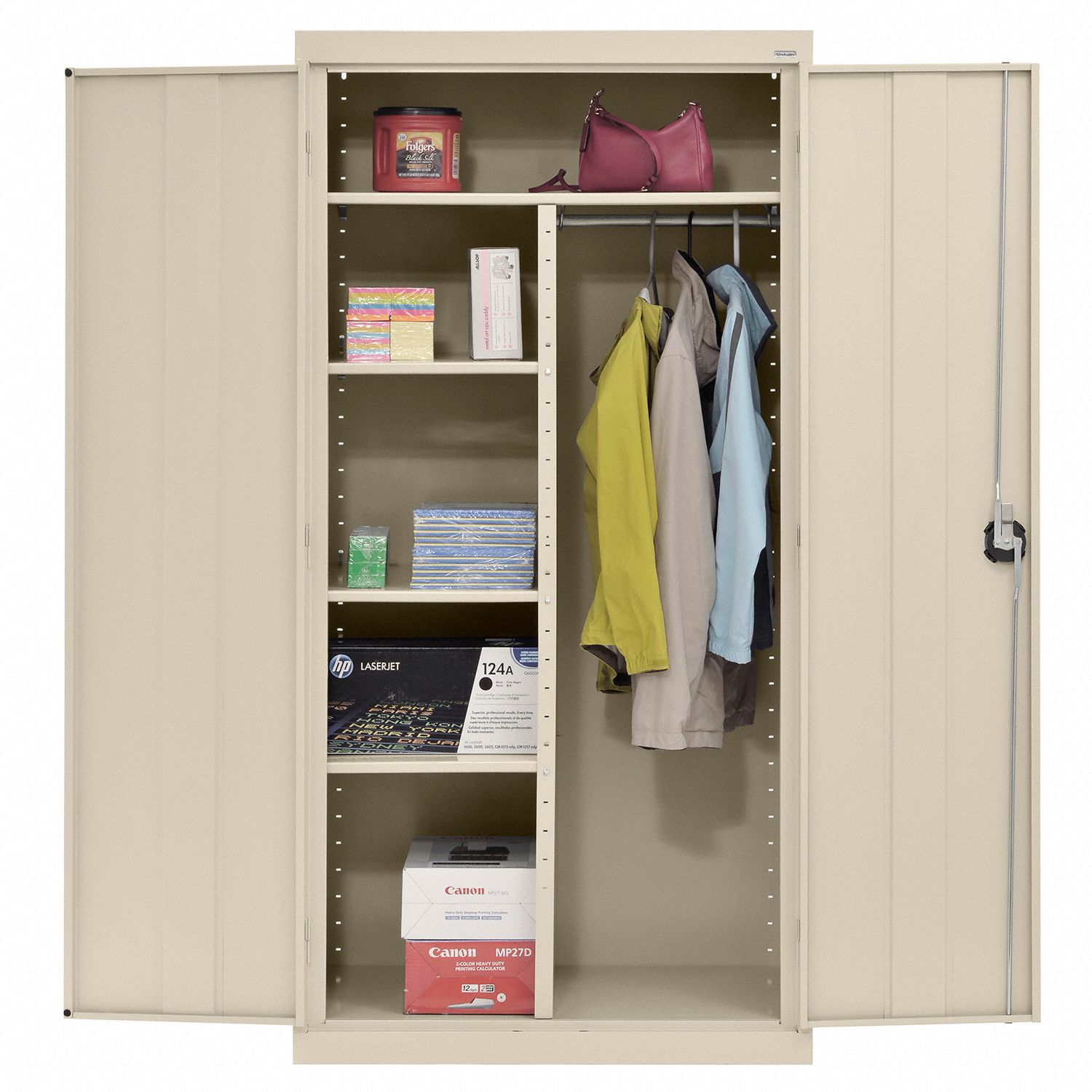 SANDUSKY Storage Cabinet: 36 in x 18 in x 72 in, 4 Shelves, Recessed ...