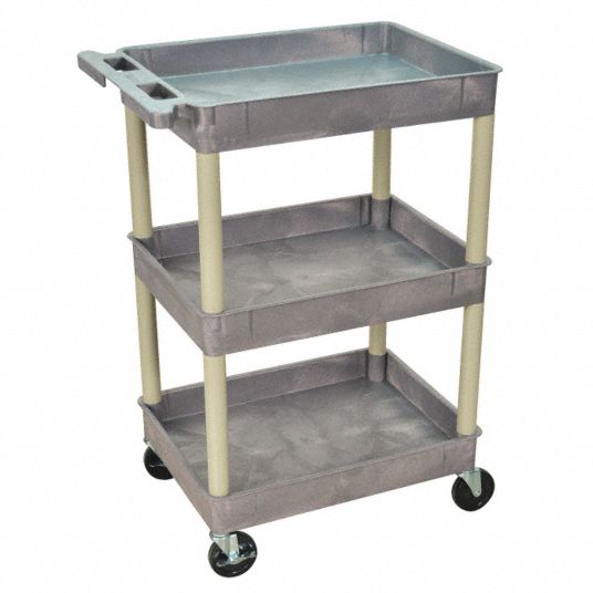 Flat Handle Utility Cart, 300 lb Load Capacity, Number of Shelves 3, 24 ...