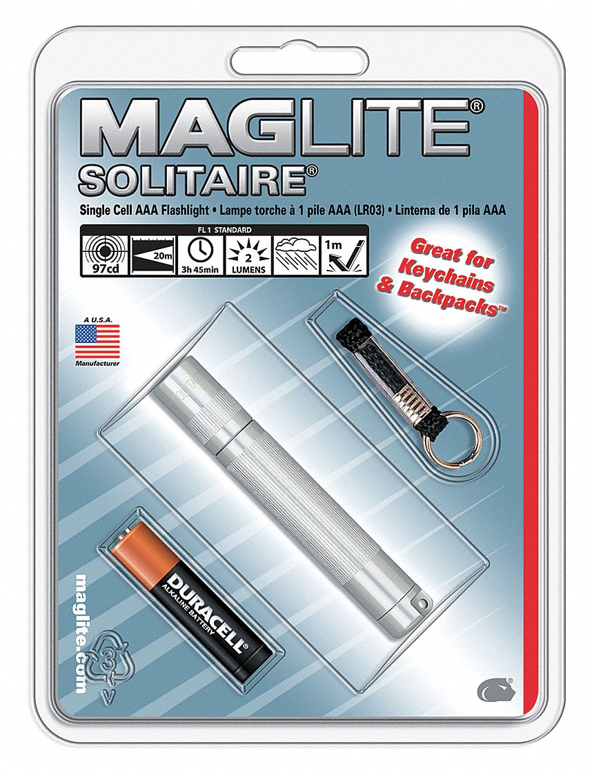 Mini Flashlight: 2 Max Lumens Output, Aluminum, AAA Battery, 3.5 hr Run ...