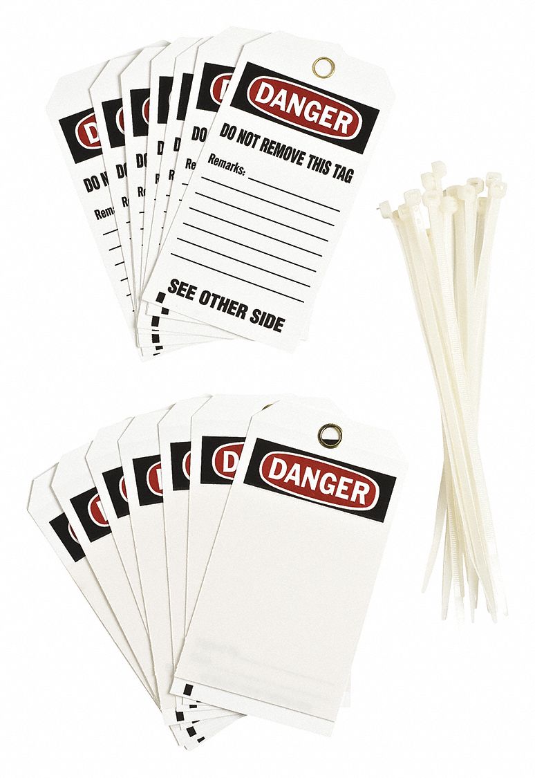 Black/Red/White, Cable Tie, Danger Tags - 8RJR1|76192 - Grainger