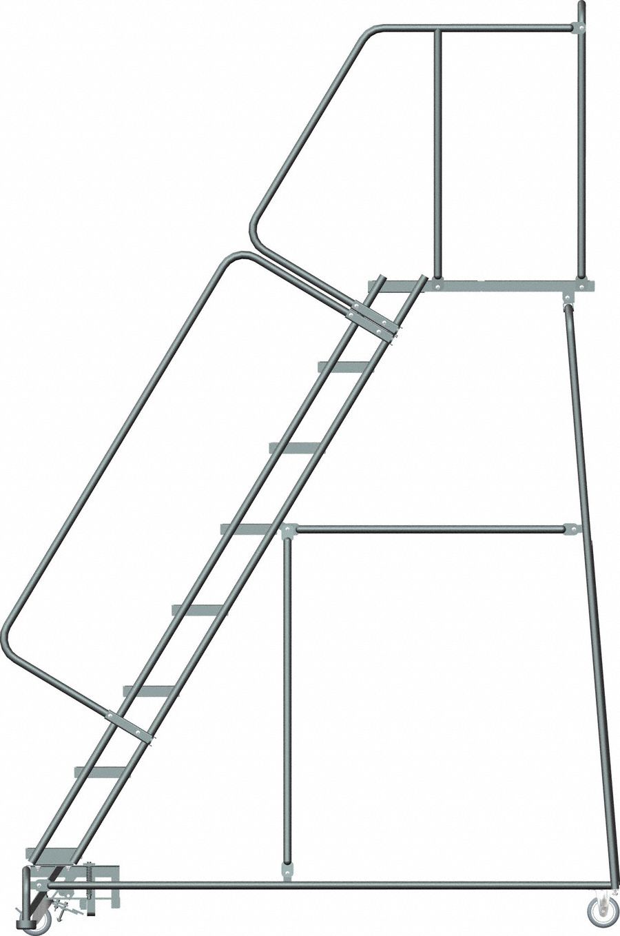 BALLYMORE 8-Step Safety Rolling Ladder, Rubber Mat Step Tread, 113 in ...