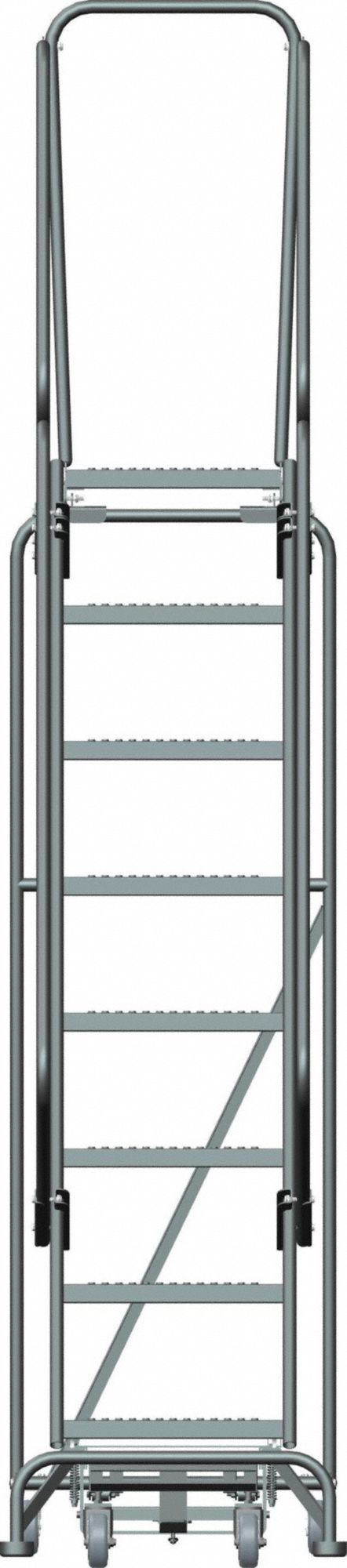 BALLYMORE 8-Step Rolling Ladder, Perforated Step Tread, 113 in Overall ...