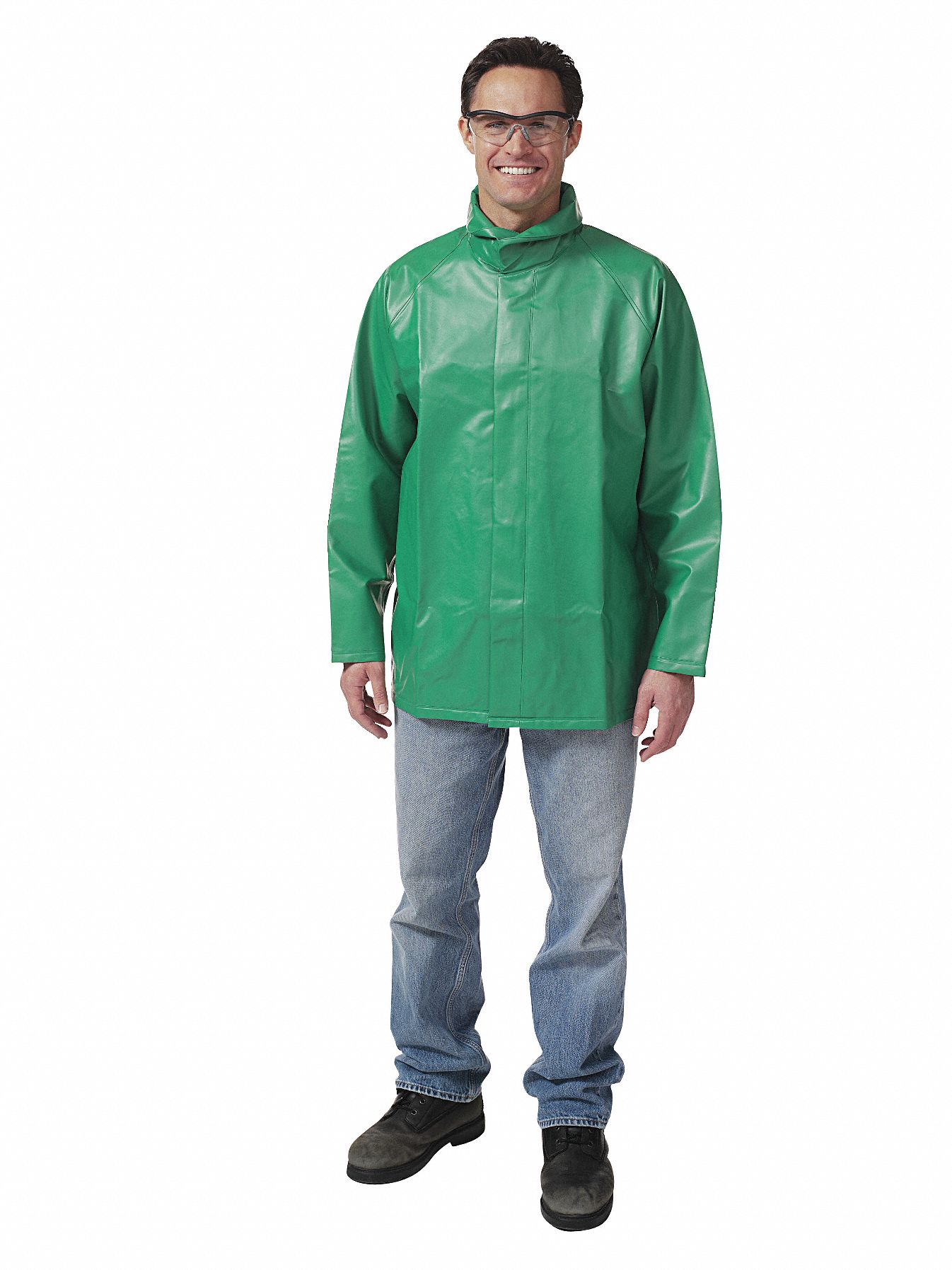 TINGLEY Chemical Splash Jacket: Rain Jacket, 2XL, Green, Snaps with ...