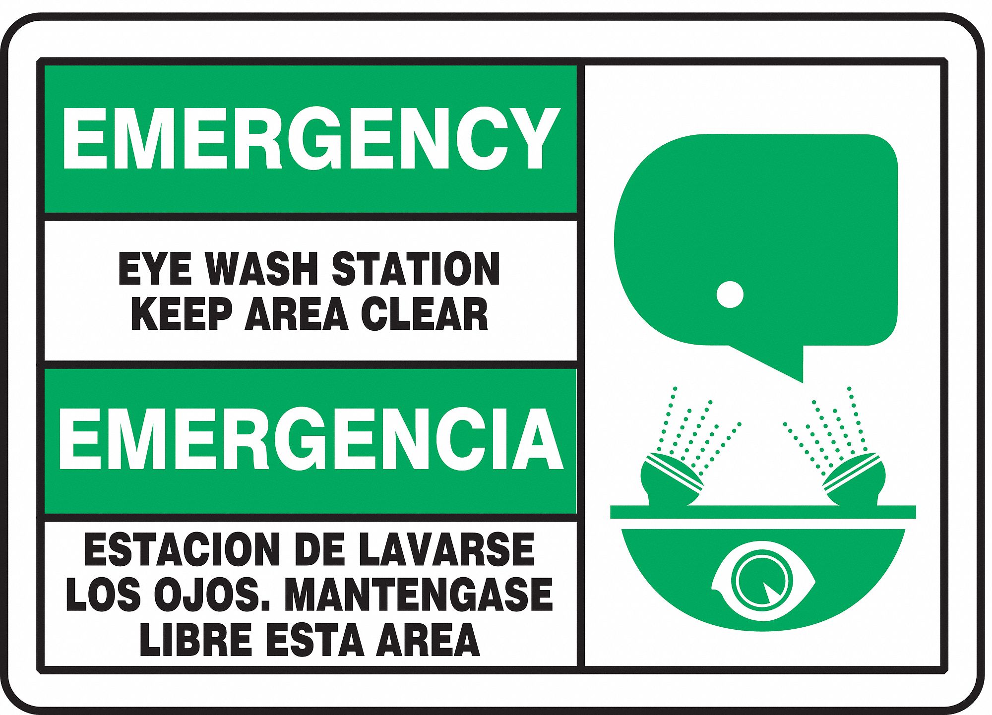 Vinyl, Spanish-Bilingual First Aid Sign, 10" Width, 7" Height, Green ...