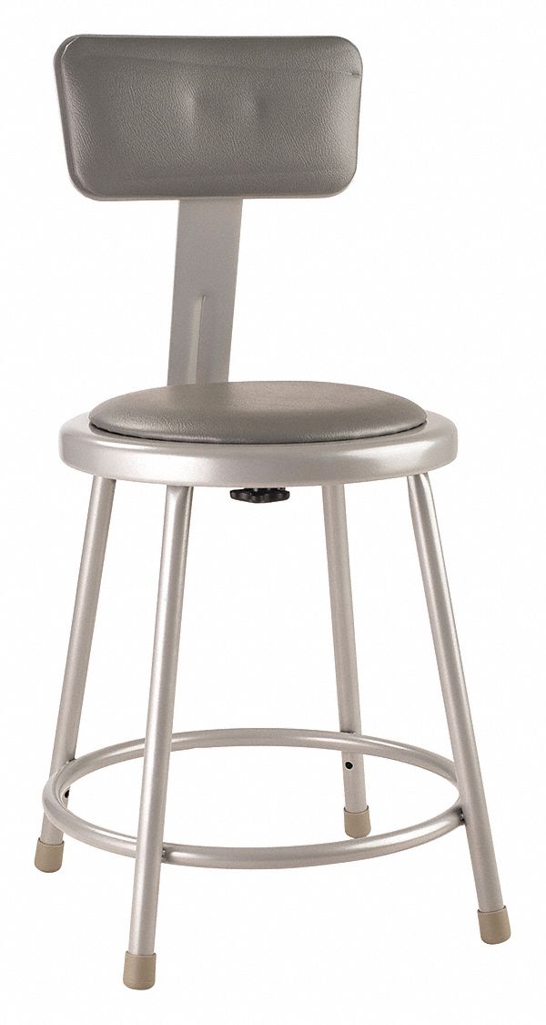 NATIONAL PUBLIC SEATING Round Stool: 31 in Overall Ht, 18 in min to 18 ...