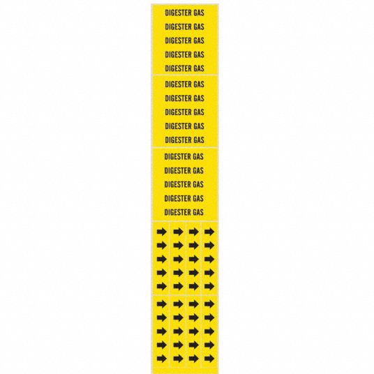 Digester Gas, Yellow, Pipe Marker - 8TPA1|7077-3C - Grainger