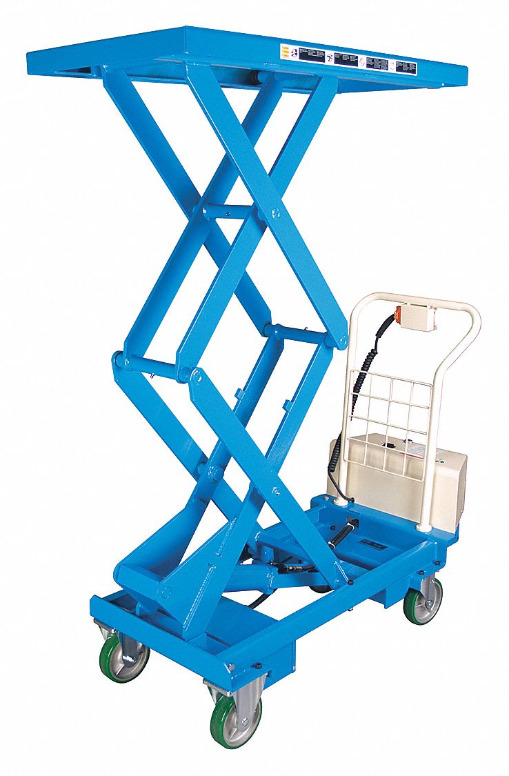 BISHAMON, 660 lb Load Capacity, Steel, Powered-Lift/Manual-Push Mobile ...