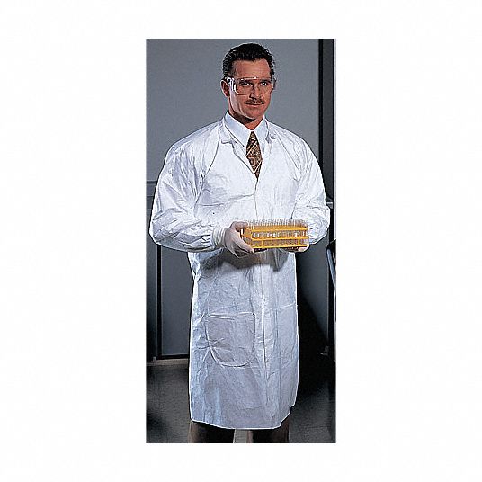 Disposable Lab Coat, L, White - Grainger