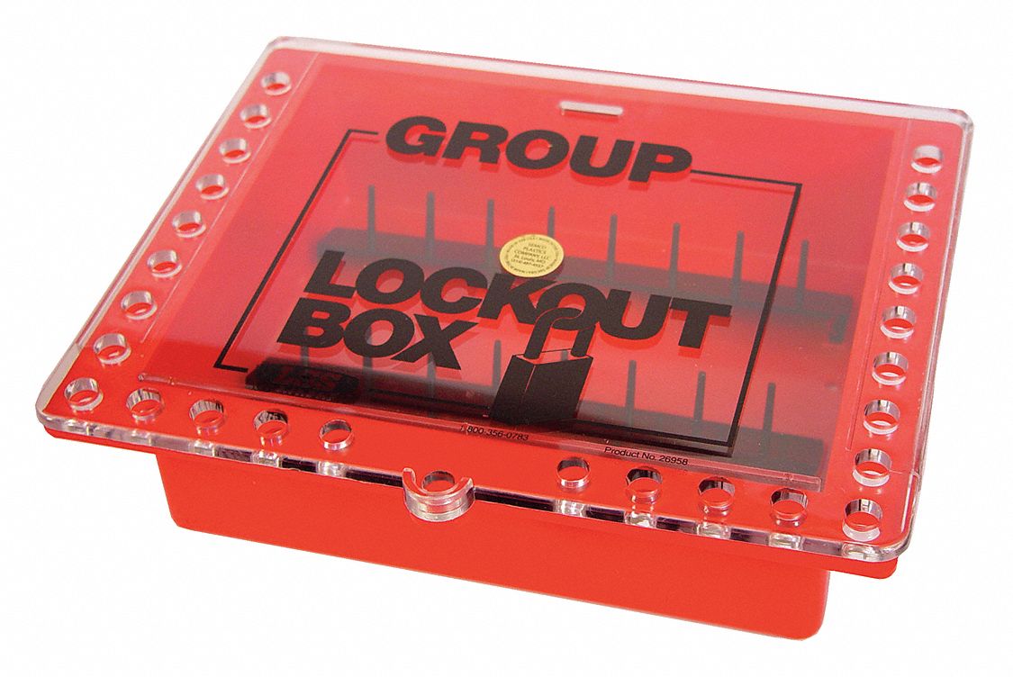 SAALMAN SAFETY Red Plastic Group Lockout Box, Max. Number of Padlocks ...