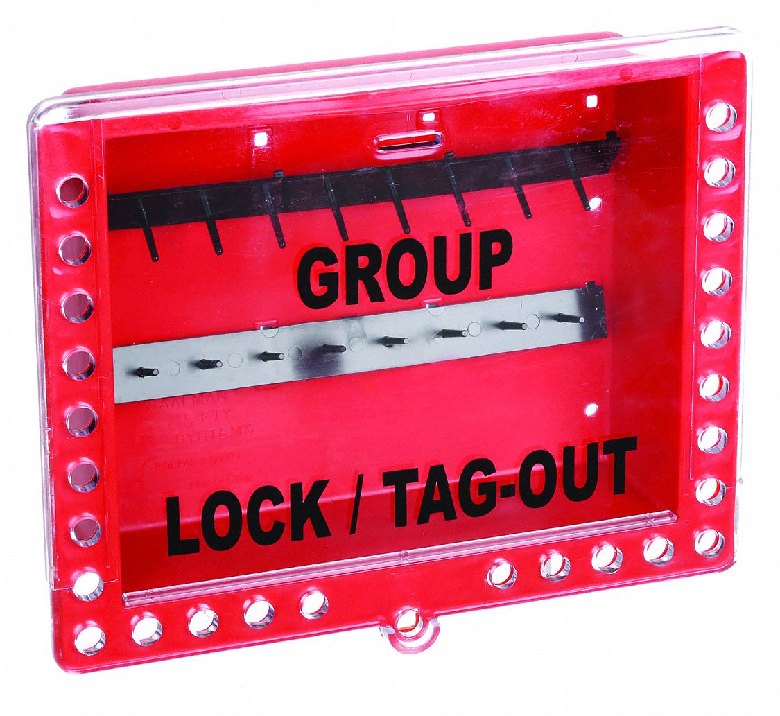 Red Plastic Group Lockout Box, Max. Number of Padlocks: 27, 10-1/2" x ...