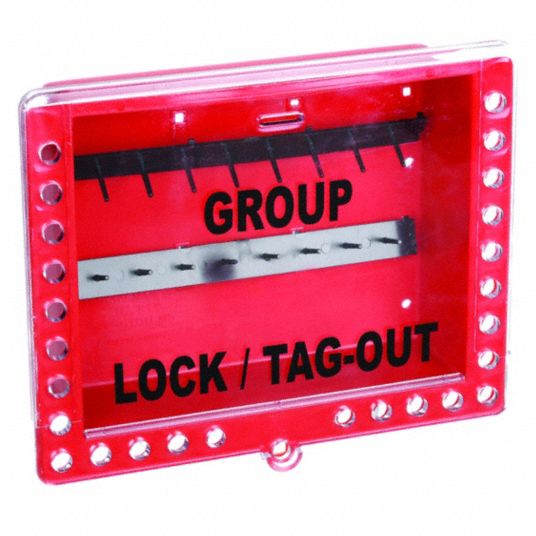 Red Plastic Group Lockout Box, Max. Number of Padlocks: 27, 10-1/2" x ...