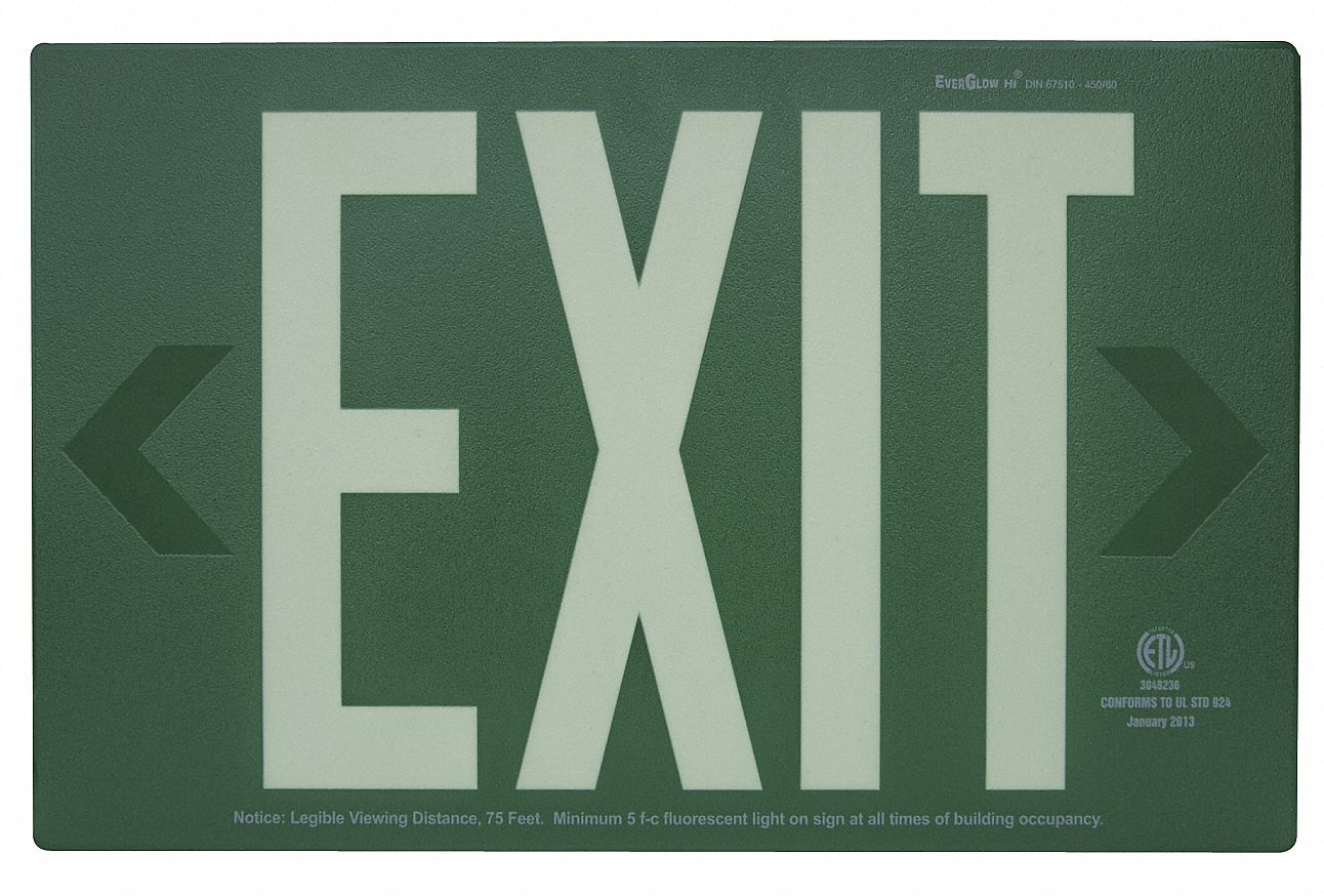 Aluminum, Exit Sign, 14-7/8" Width, 9-1/4" Height, Double-Sided Yes ...