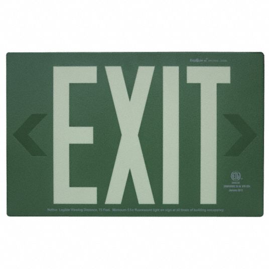 Aluminum, Exit Sign, 13-5/8" Width, 8-1/2" Height, Double-Sided No ...