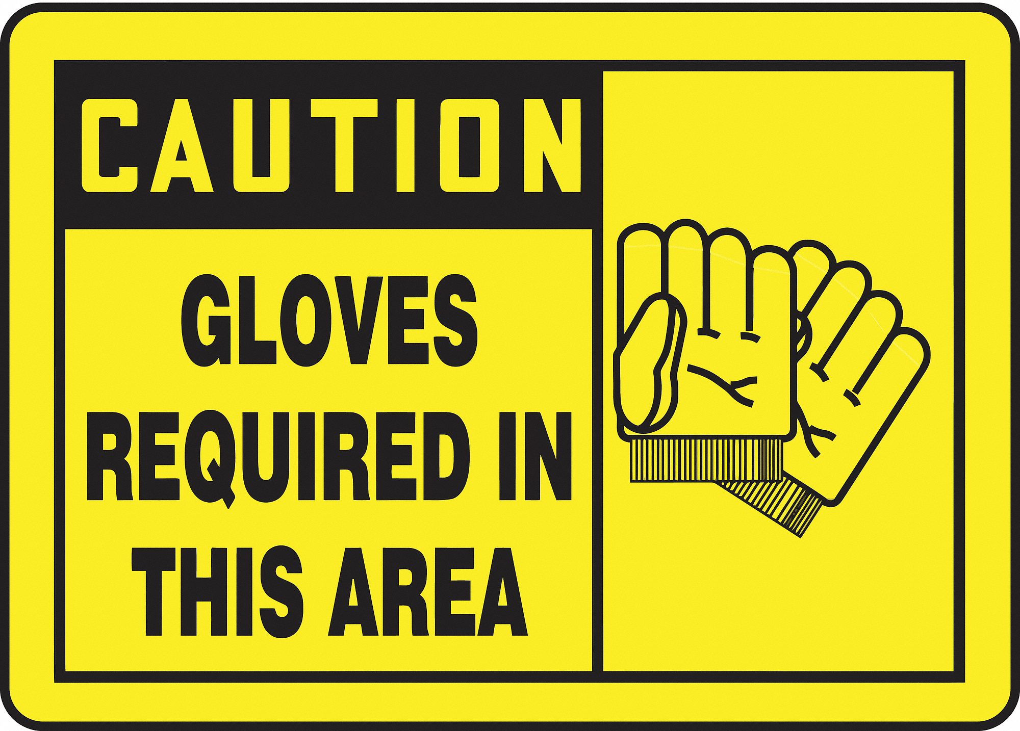 Caution Sign, Gloves Required In This Area, Header Caution, Rectangle ...