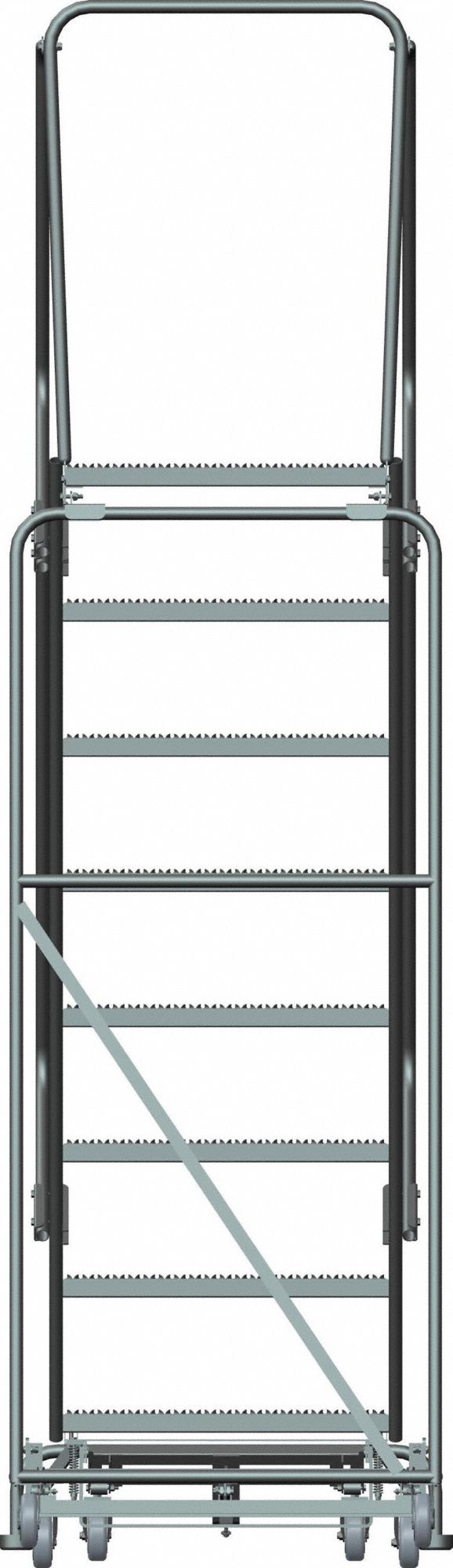 BALLYMORE 8-Step Rolling Ladder, Serrated Step Tread, 113 in Overall ...