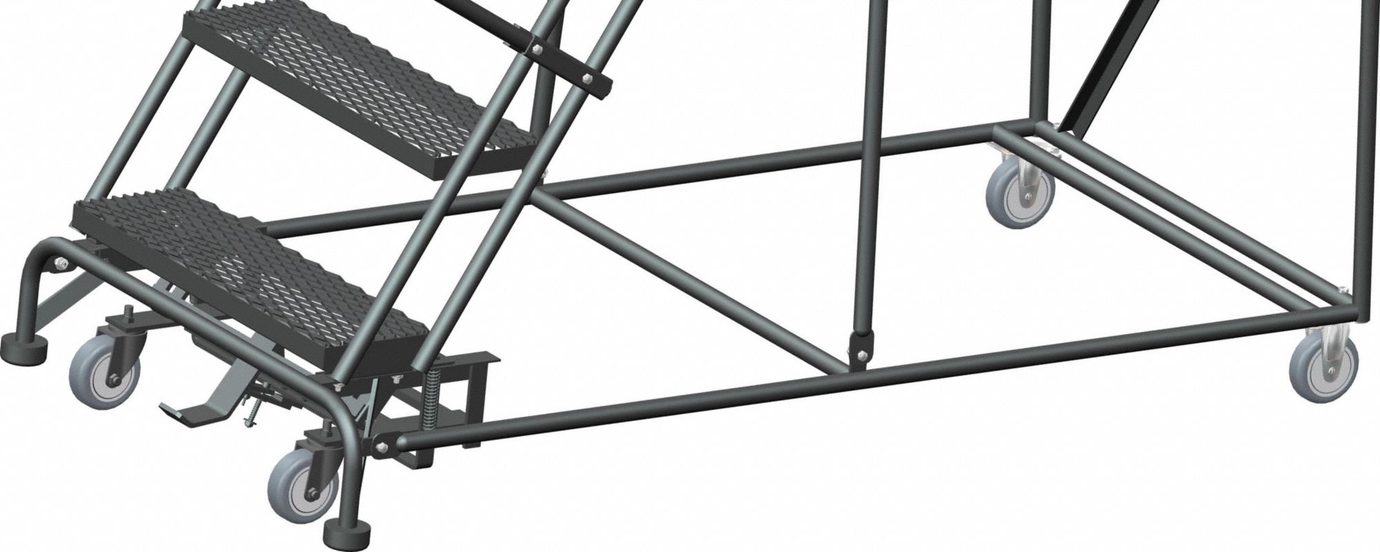 BALLYMORE 9-Step Rolling Ladder, Expanded Metal Step Tread, 123 in ...