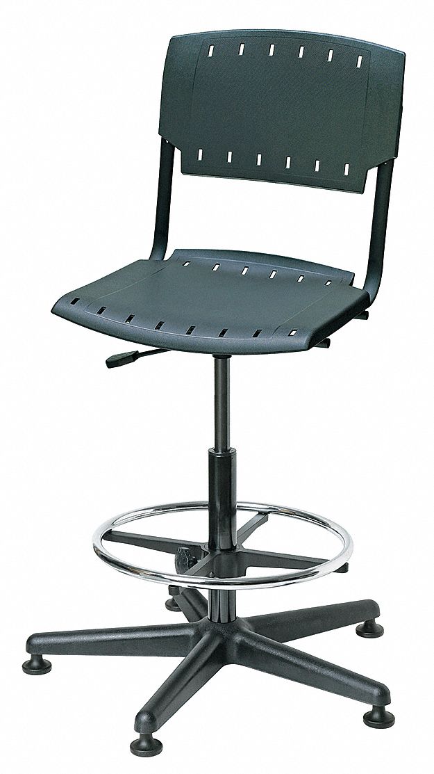 Task Chair, Task Chair, Black, Plastic, 22 in to 32 in Nominal Seat ...