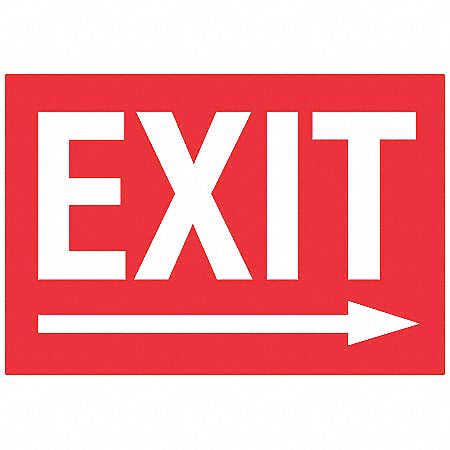 Plastic, Exit Sign, 10" Width, 7" Height, Surface, Exit (Arrow Right ...