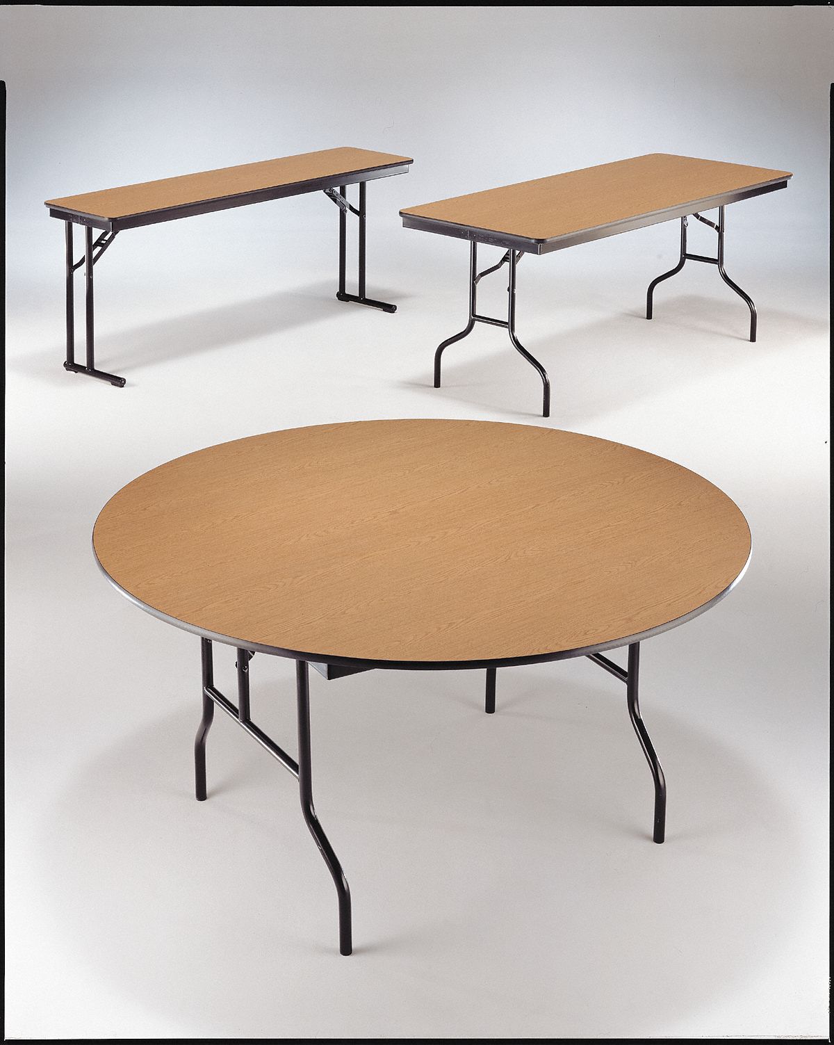 Round Folding Table, 30 in Height, 48 in Diameter, Walnut - Grainger