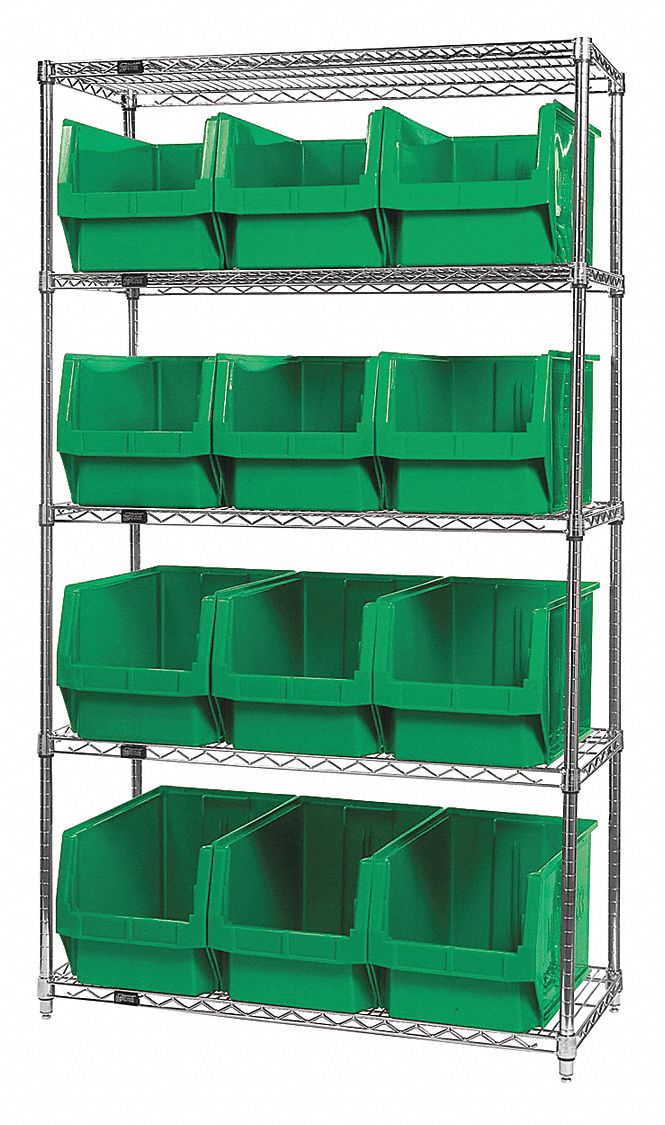 QUANTUM STORAGE SYSTEMS, 42 in x 18 in x 74 in, 1 Sided, Bin Shelving ...